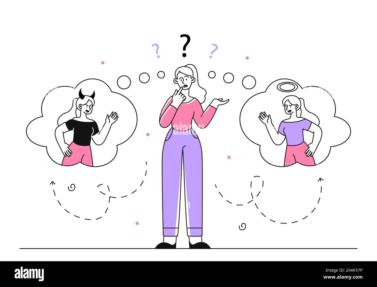 Woman with hard choice vector linear Stock Vector Image & Art - Alamy