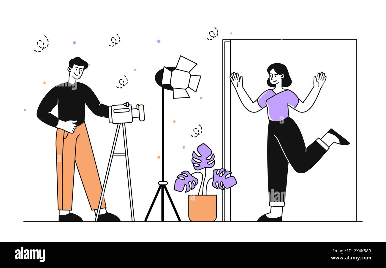 Photographer at studio vector linear Stock Vector Image & Art - Alamy