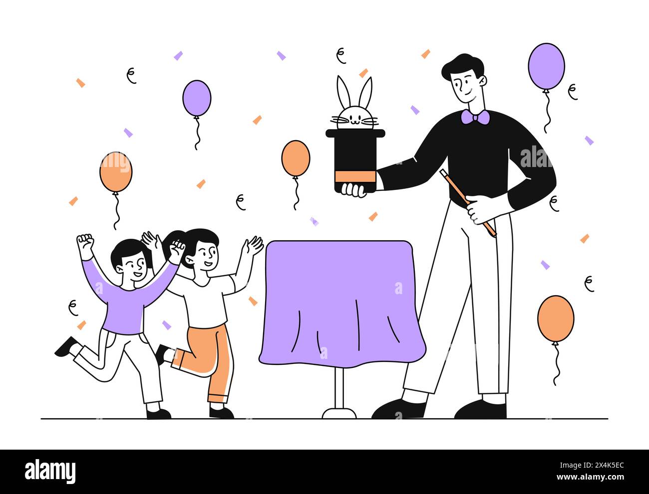Illusionist perform to children vector linear Stock Vector Image & Art ... Illusionist perform to children vector linear Stock Vector Image & Art ...