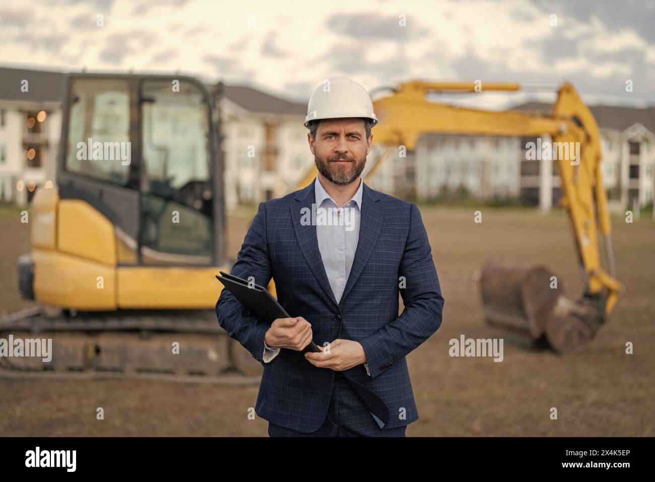 cheerful construction inspector engineer architecting outdoor. photo of ...