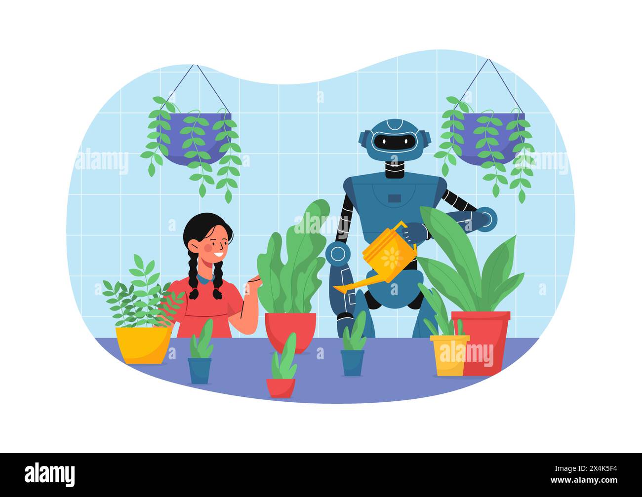 Robot help to girl vector Stock Vector Image & Art - Alamy