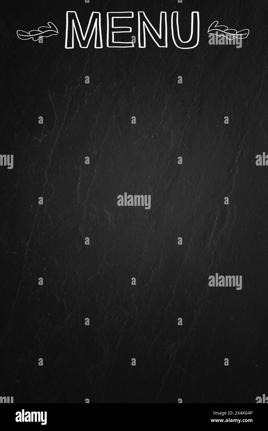 Black surface with word Menu as background. Mockup for design Stock ...