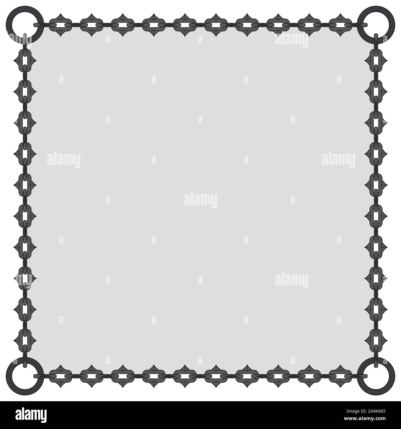 Vector design of photo frame with cutting chains, square shape dungeon ...