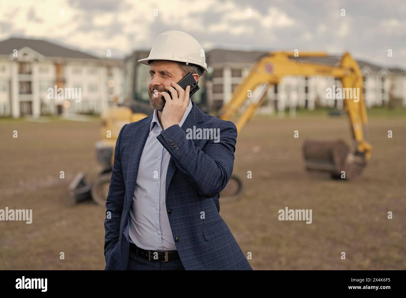 inspector of construction engineering with phone. inspector of ...
