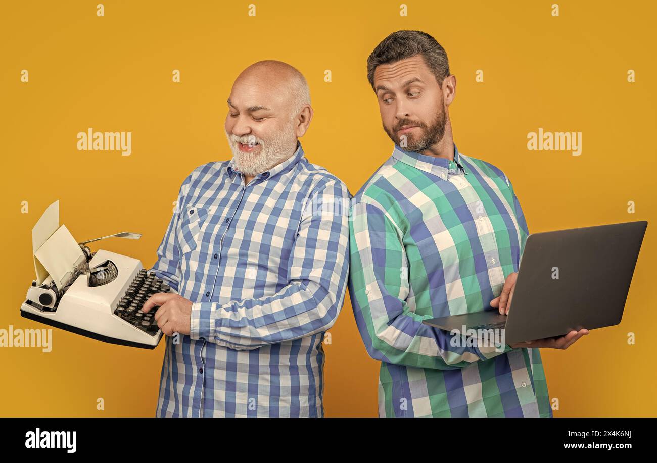 positive men show versus nostalgia on background. photo of men show ...