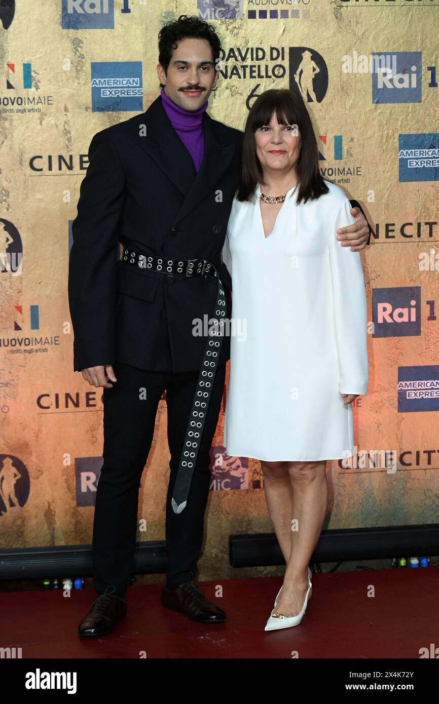 Singer Alessandro Mahmoud alias Mahmood and his mother attends the ...