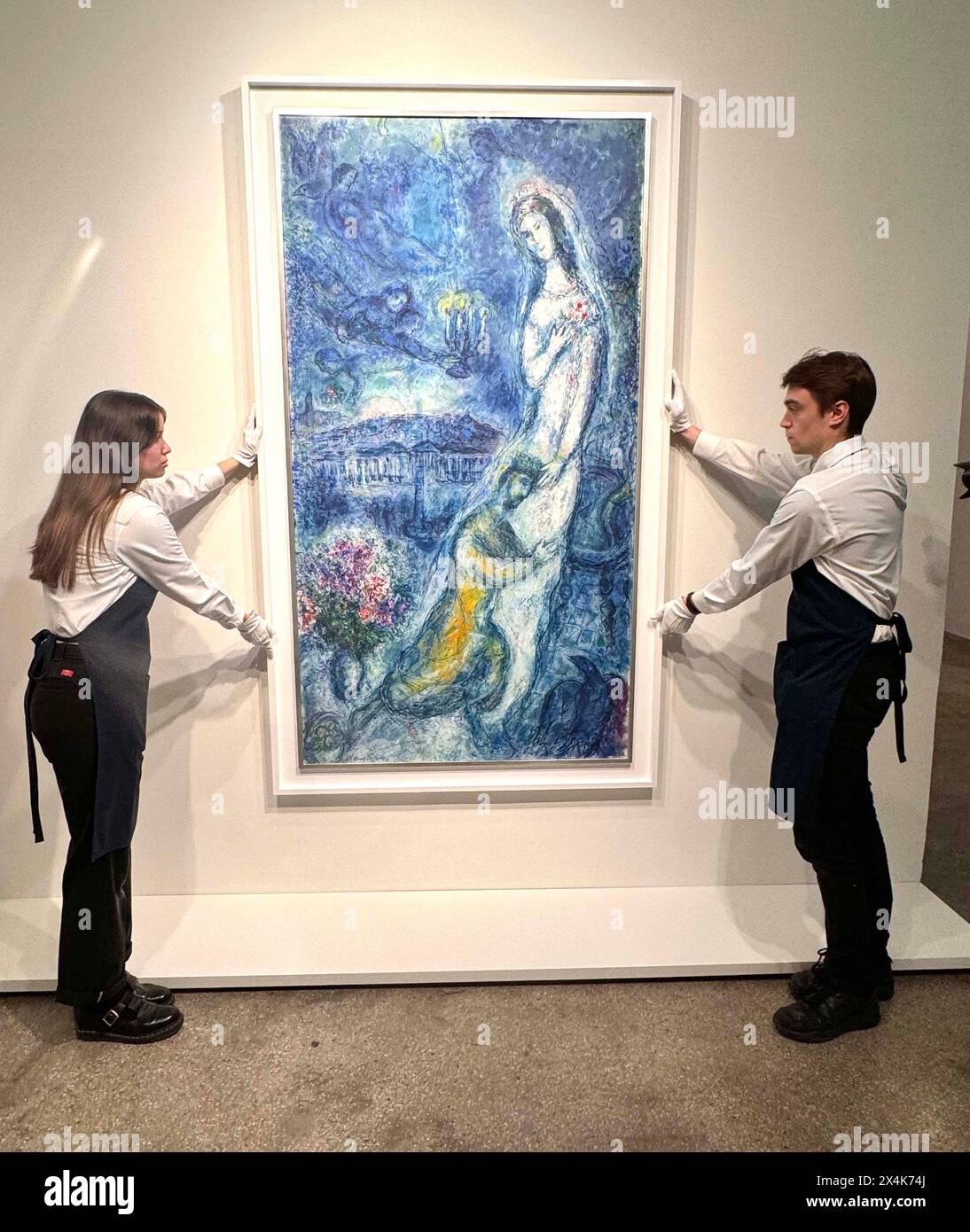 New York, New York, USA. 3rd May, 2024. Art handlers seen with artist ...