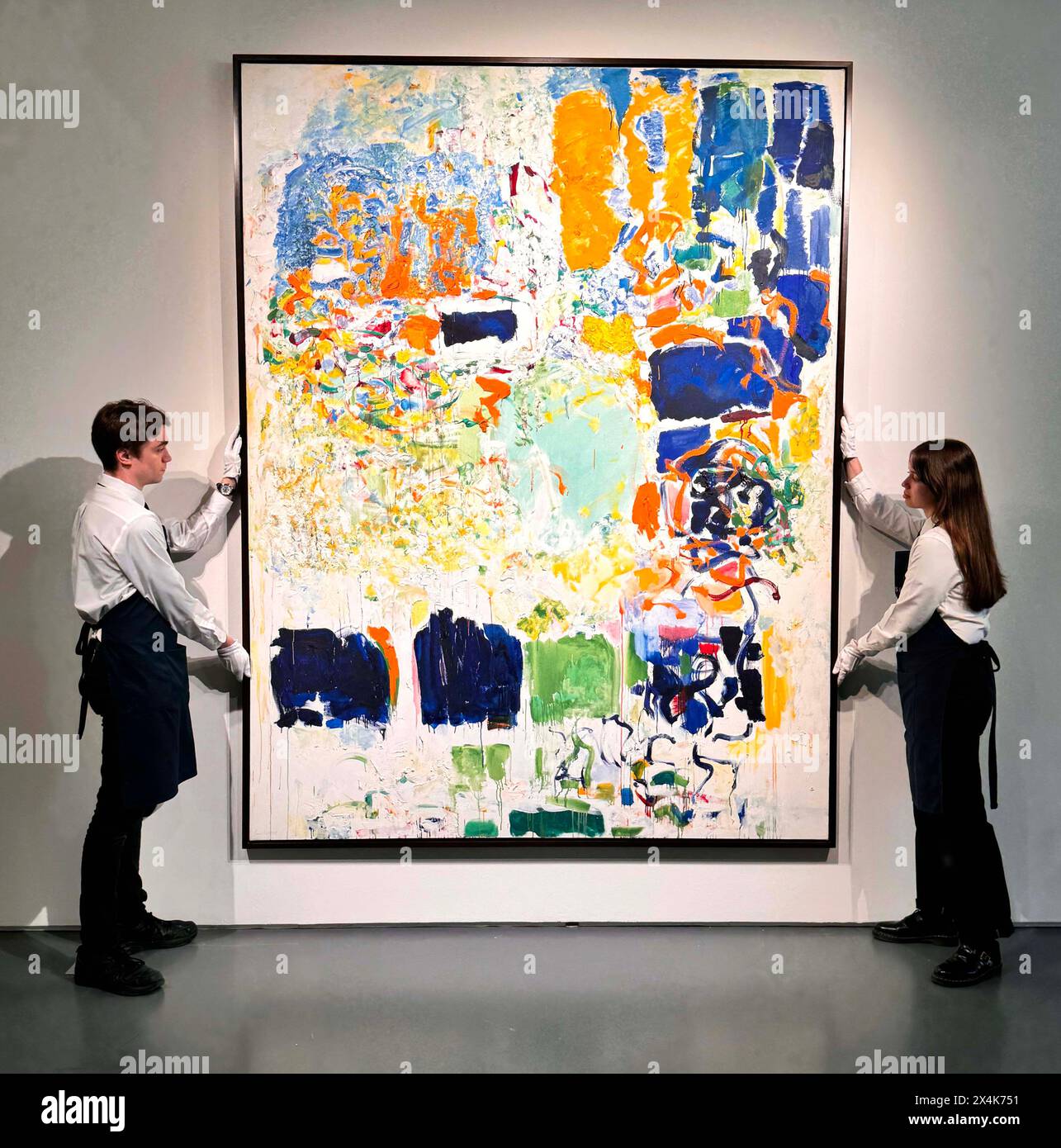 New York, New York, USA. 3rd May, 2024. Art handlers seen with artist ...