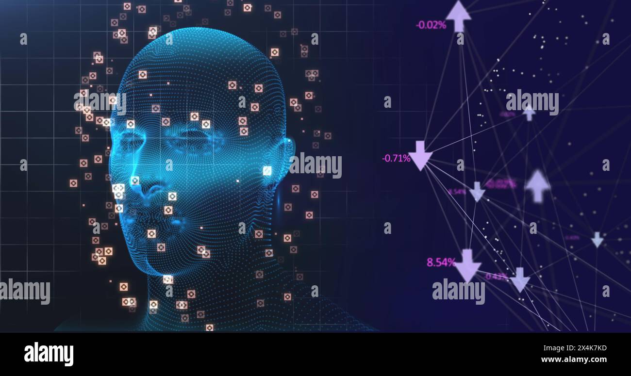Image of human head with digital interface data processing Stock Photo ...