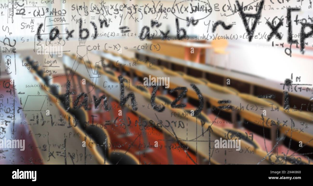 Digital composition of mathematical equations and formulas floating ...