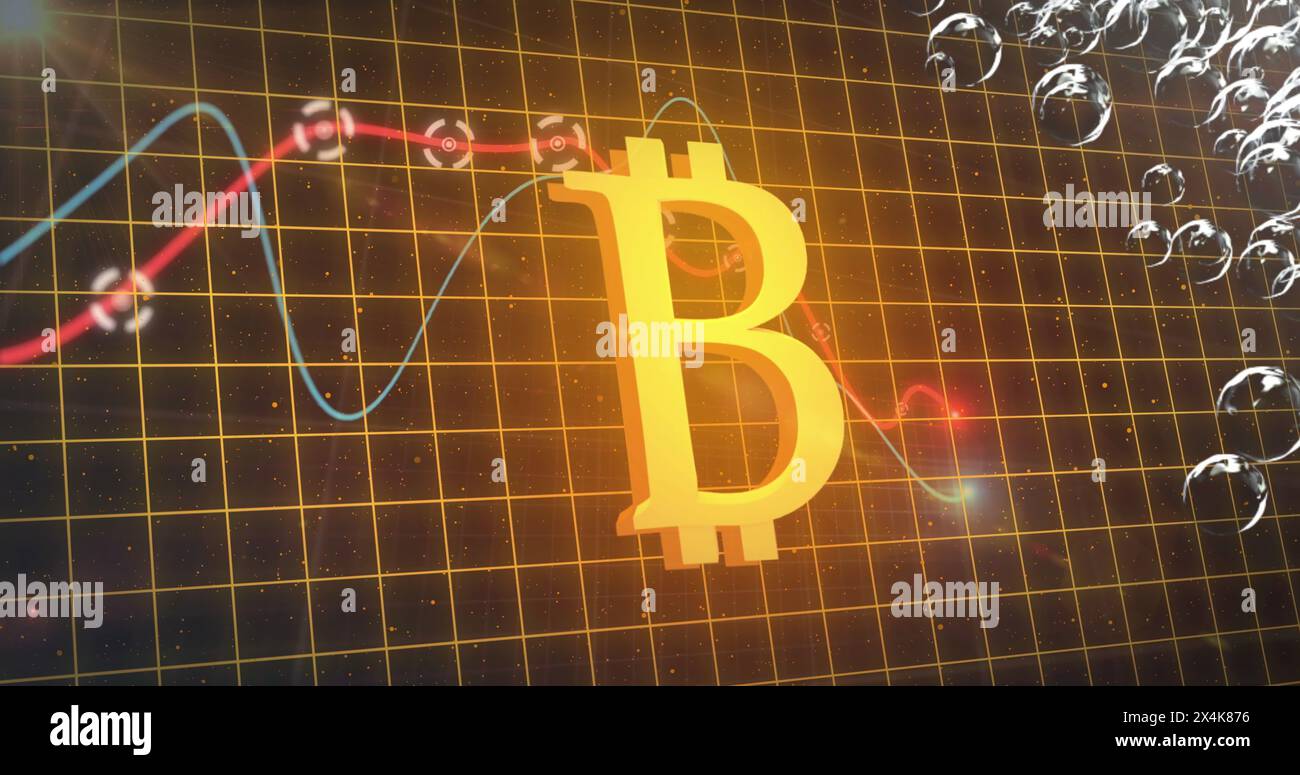 Glowing bitcoin symbol digital animation hi-res stock photography and ...