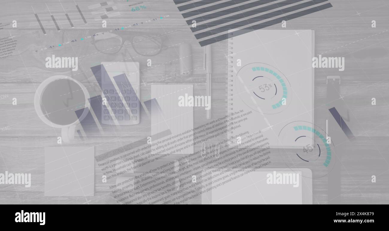 Digital Composite Image Of Statistical Data Processing Against Office
