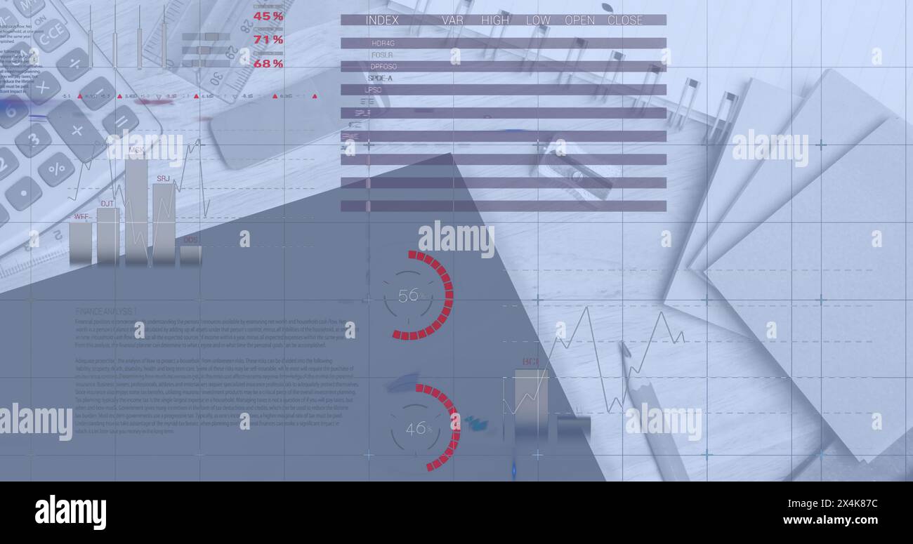 Digital Composite Image Of Statistical Data Processing Against Office