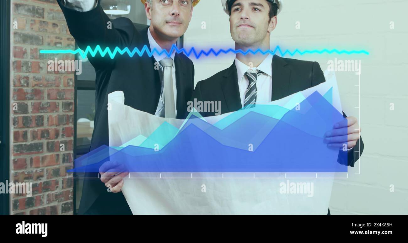 Digital Composite Image Of Statistical Data Processing Against Two
