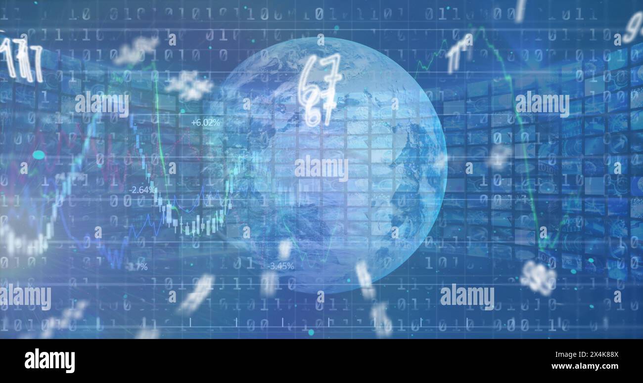 Animation numbers changing globe data hi-res stock photography and images - Alamy