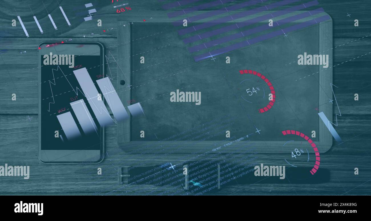 Image of financial data processing with statistics over smartphone ...