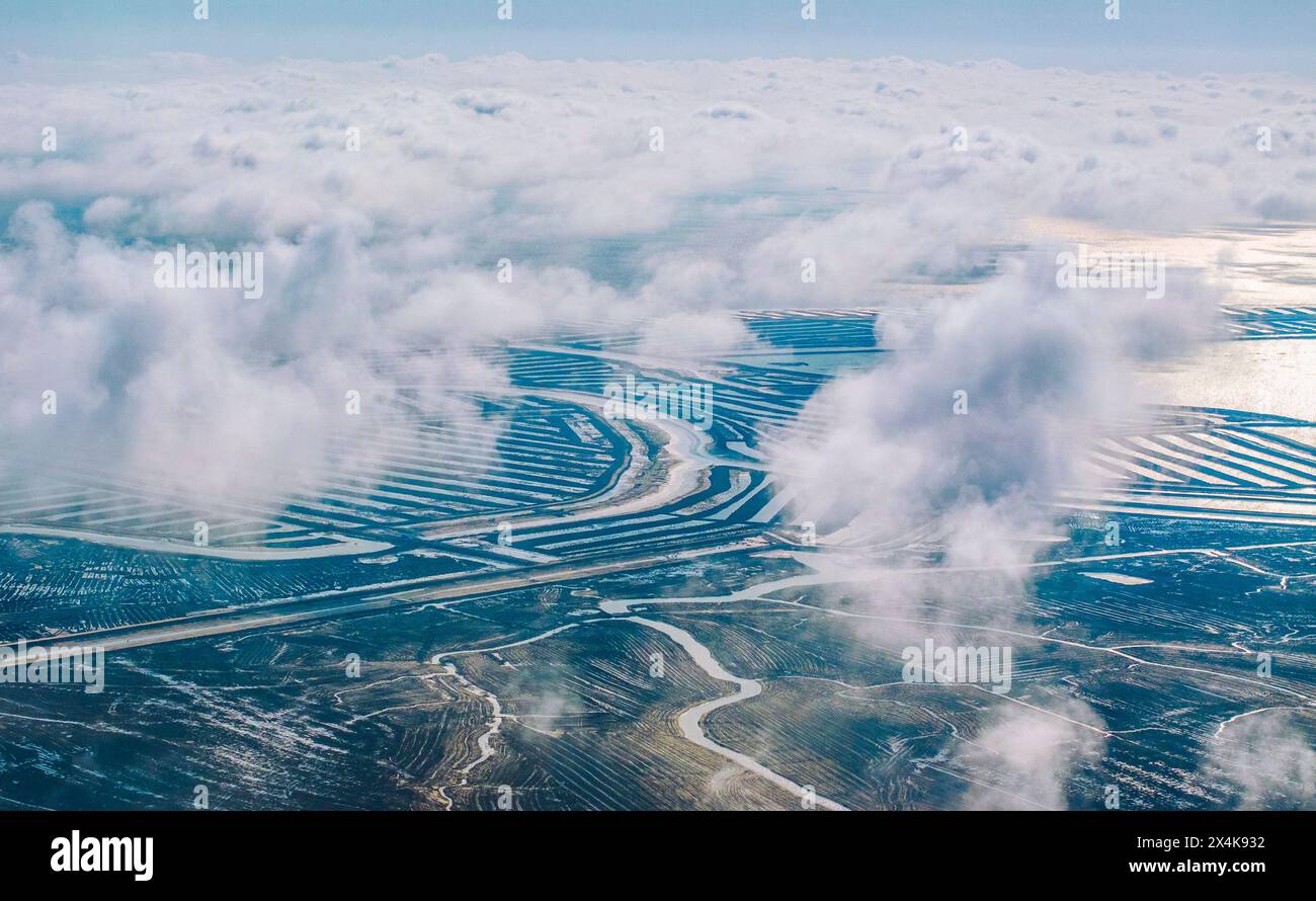 YANCHENG, CHINA - AMY 3, 2024 - Aerial photo shows the tidal flat under ...