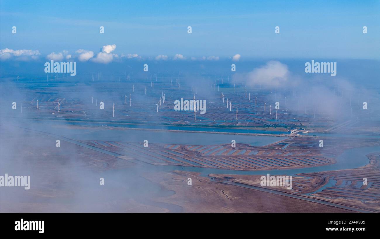 YANCHENG, CHINA - AMY 3, 2024 - Aerial photo shows the tidal flat under ...