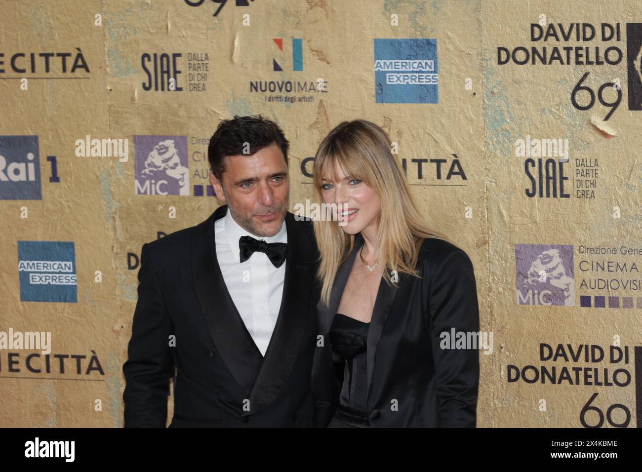 Rome, Italy - May 3, 2024: Adriano Giannini in BRIONI e Gaia Trussardi attend the red carpet of ...