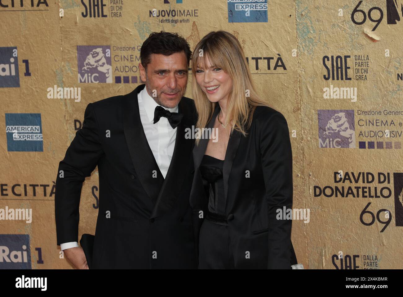 Rome, Italy - May 3, 2024: Adriano Giannini in BRIONI e Gaia Trussardi attend the red carpet of ...