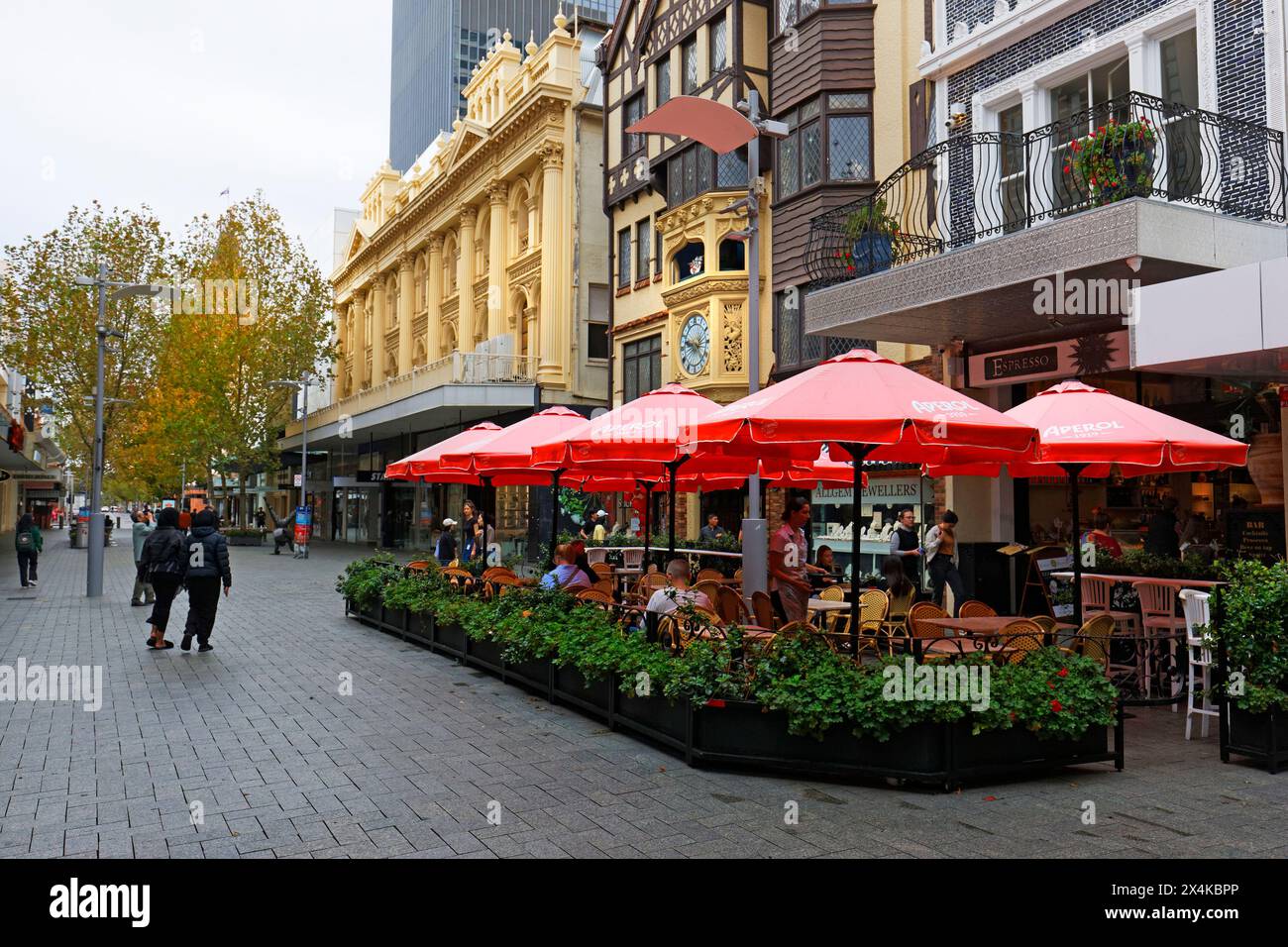 Hay street mall with pavement cafe, Perth, Western Australia Stock ...