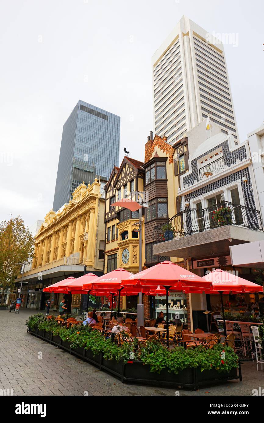 Hay street mall with pavement cafe, Perth, Western Australia Stock ...