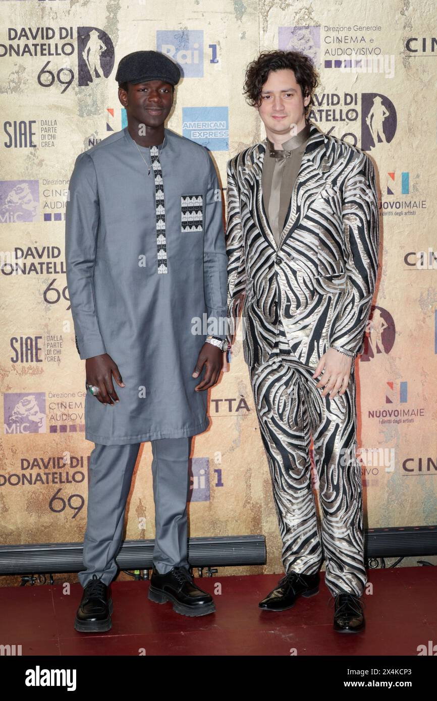 Rome, Italy - May 3, 2024: Protagonists of the red carpet of the 2024 David di Donatello awards ...
