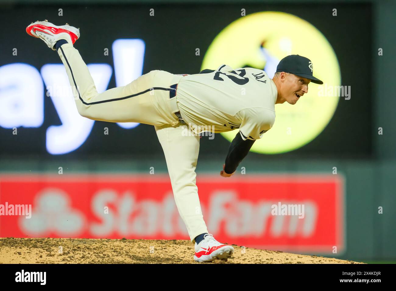 Minneapolis, Minnesota, USA. 3rd May, 2024. Minnesota Twins pitcher GRIFFIN JAX (22) during a ...