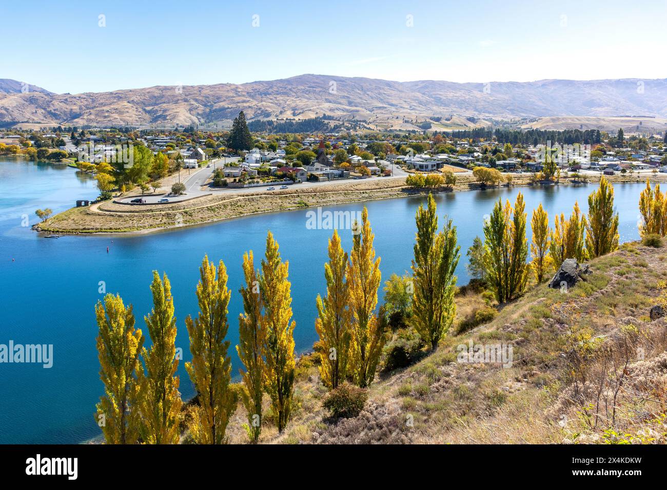 Old town in autumn from The Bruce Jackson Lookout, Cromwell, Central ...