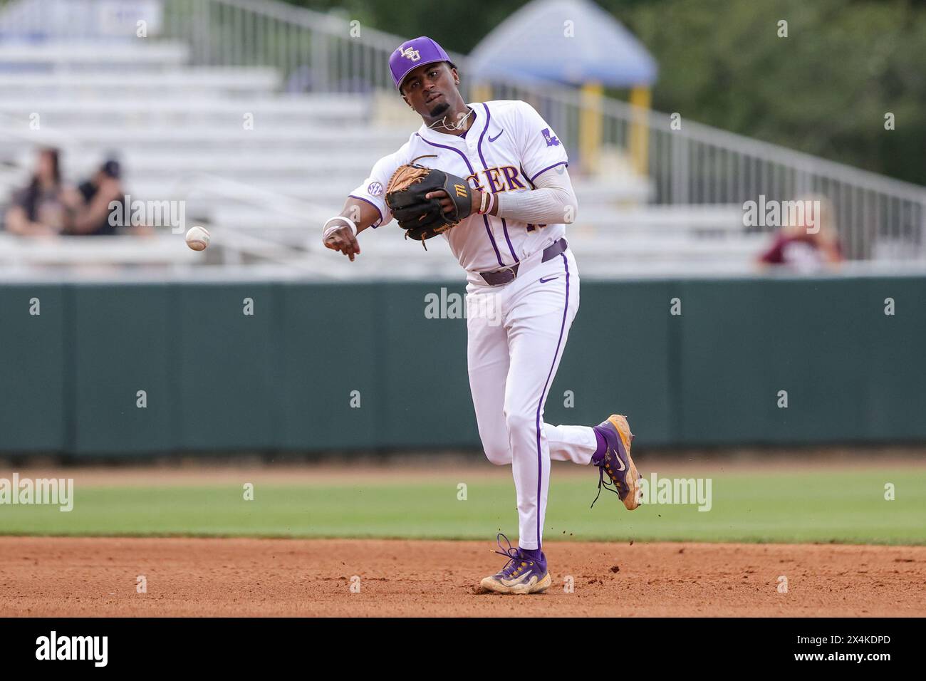 Baton Rouge, LA, USA. 3rd May, 2024. LSU short stop Michael Braswell ...