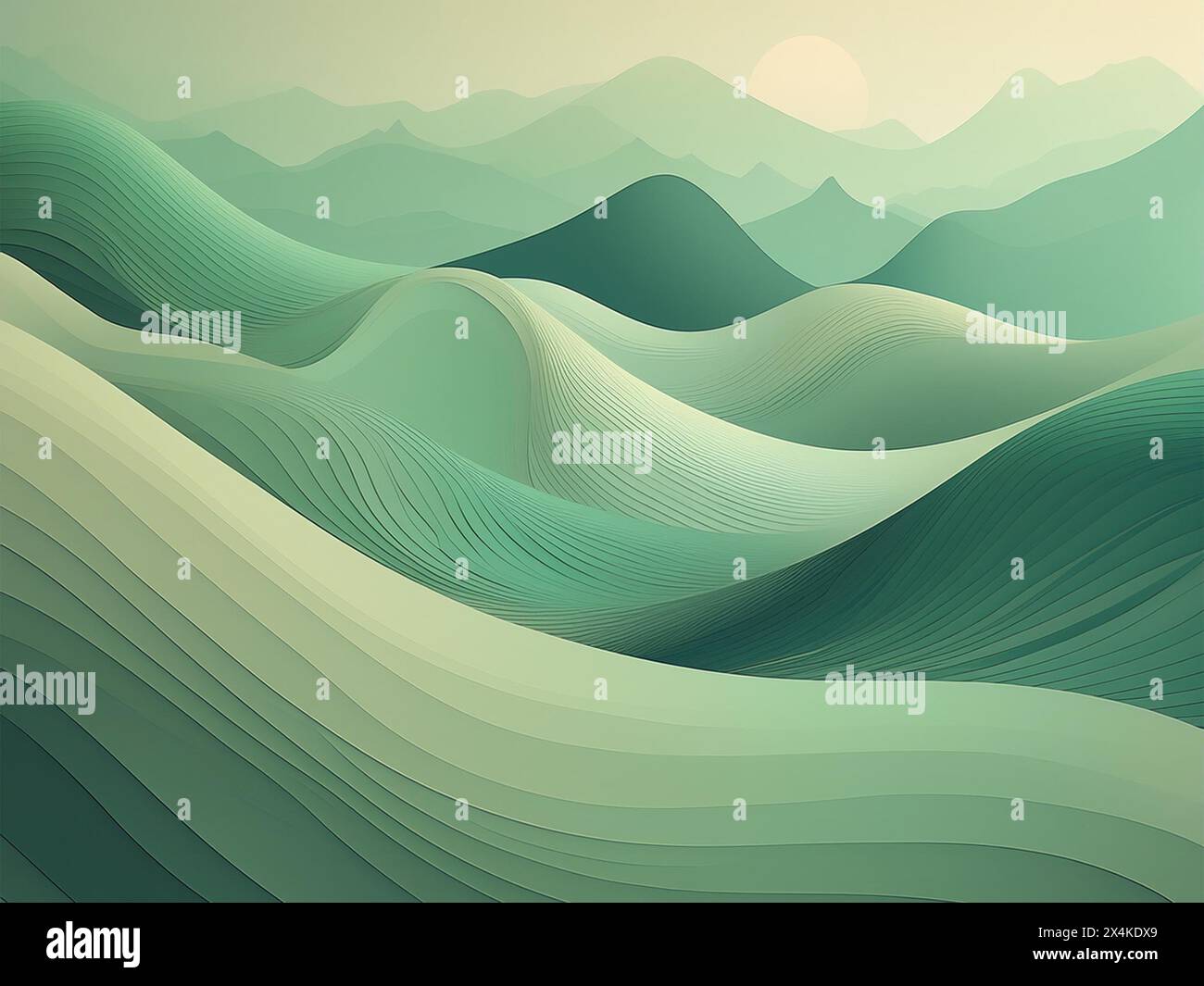 Green wave shapes moving background Stock Photo - Alamy