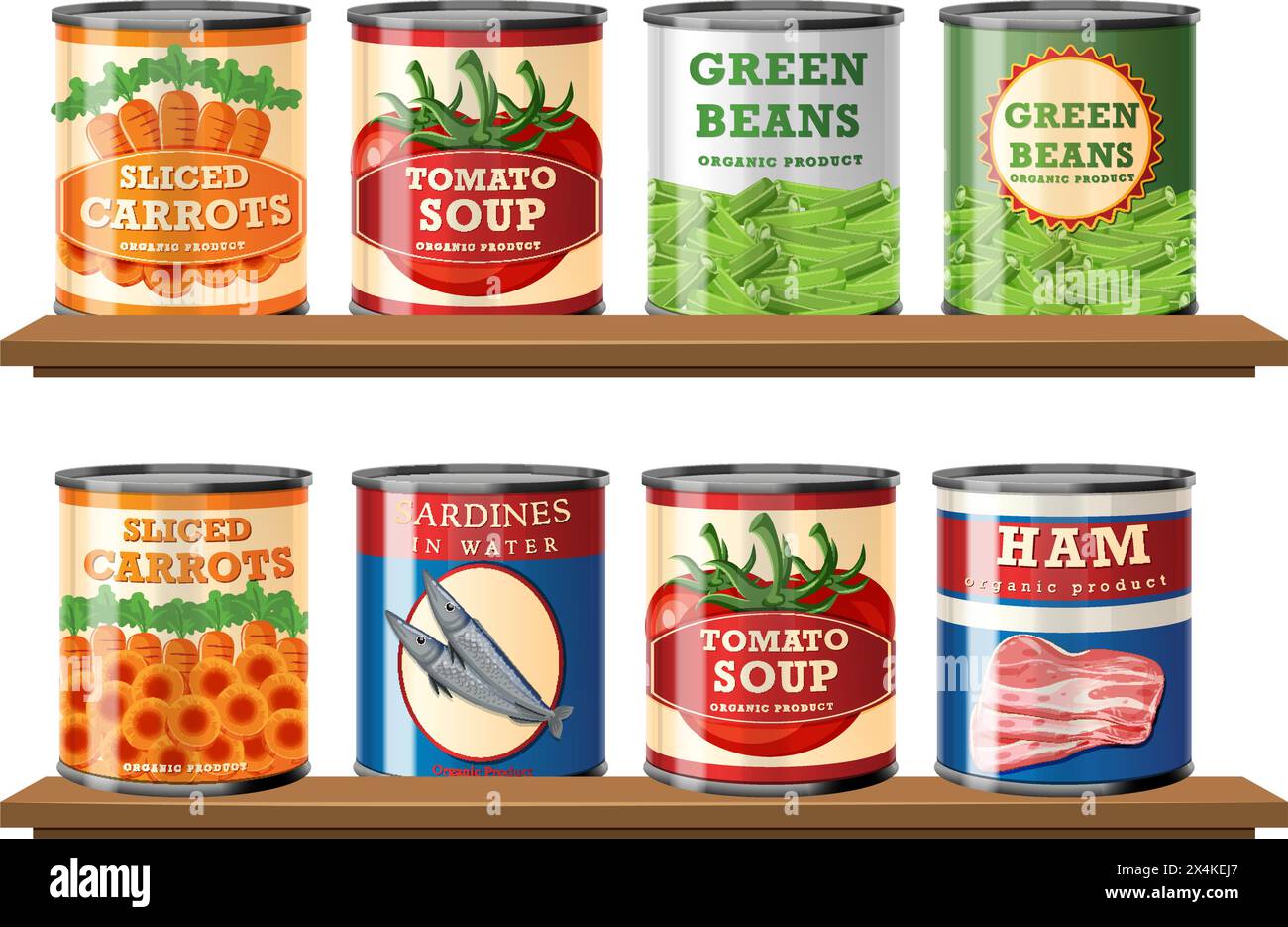 Food items on pantry shelves Stock Vector Images - Alamy