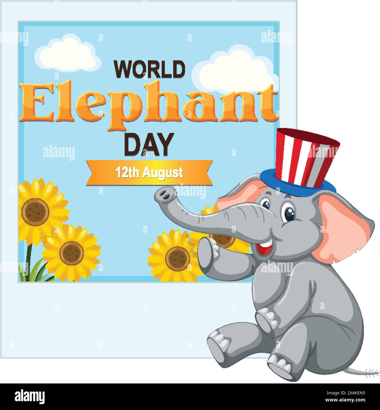 Cartoon elephant with hat celebrating World Elephant Day Stock Vector ...