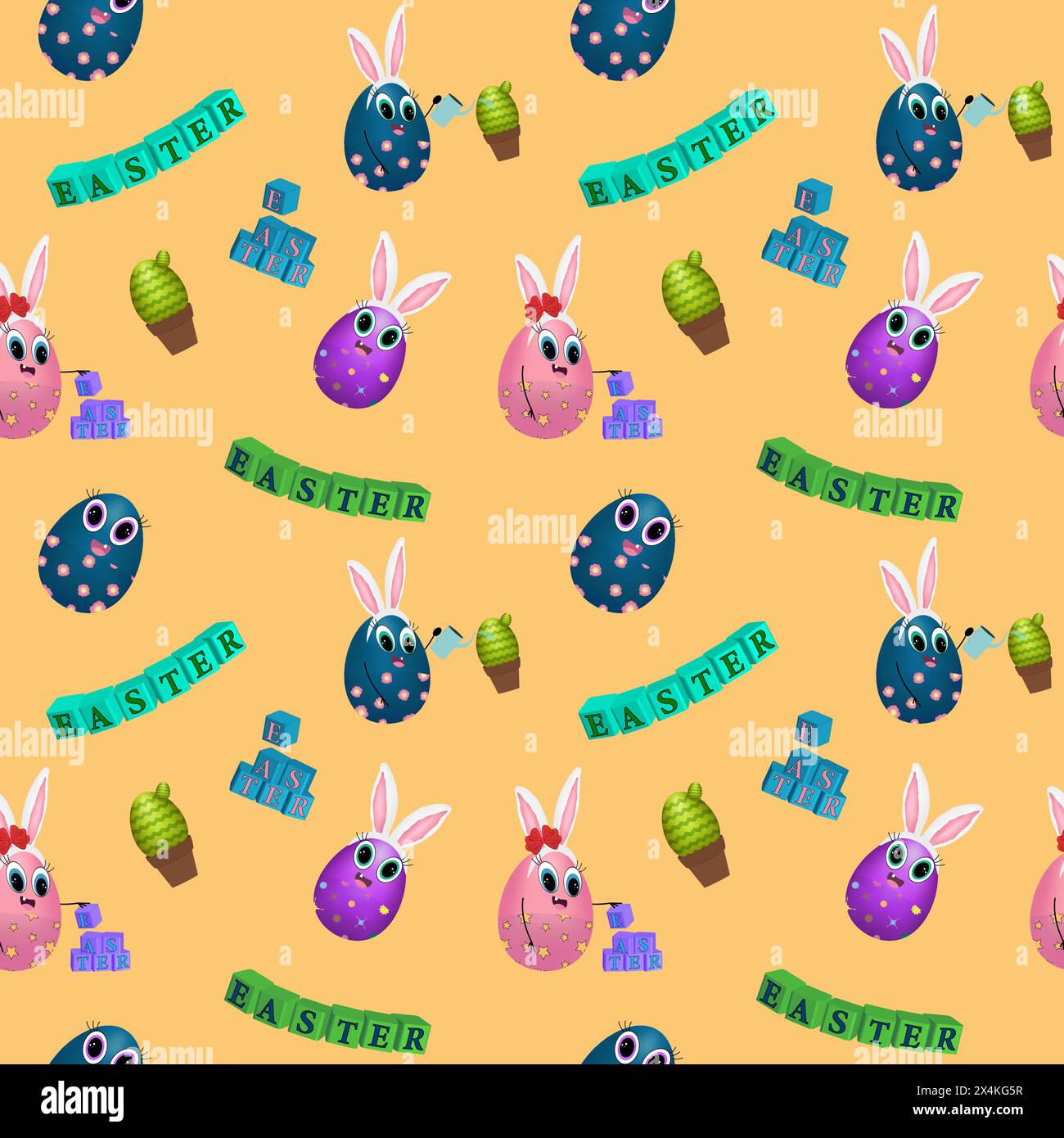 Anthropomorphic Easter smiling egg babies. Babies with bunny ears ...