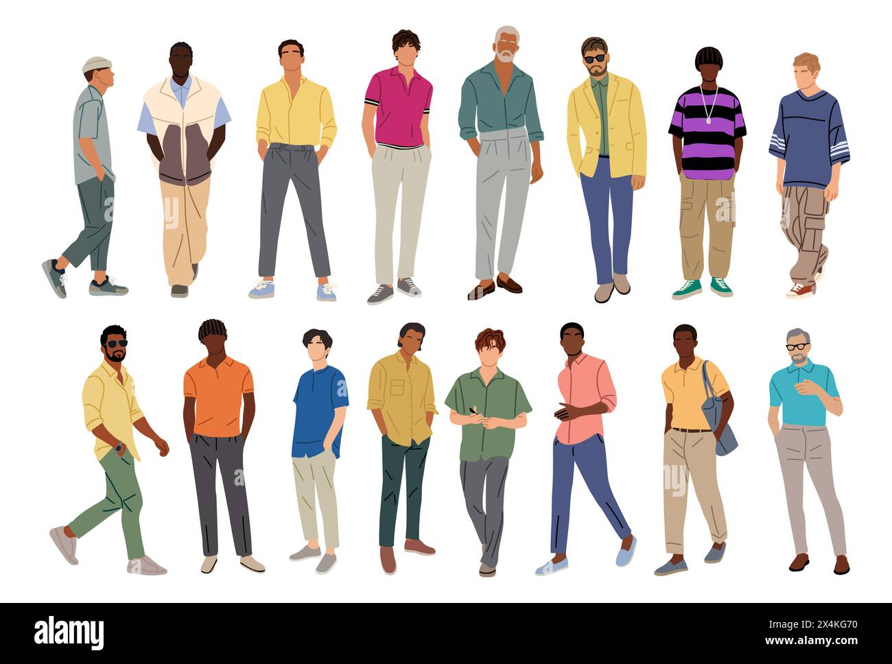 Multiracial Set of stylish men different ages Stock Vector Image & Art ...