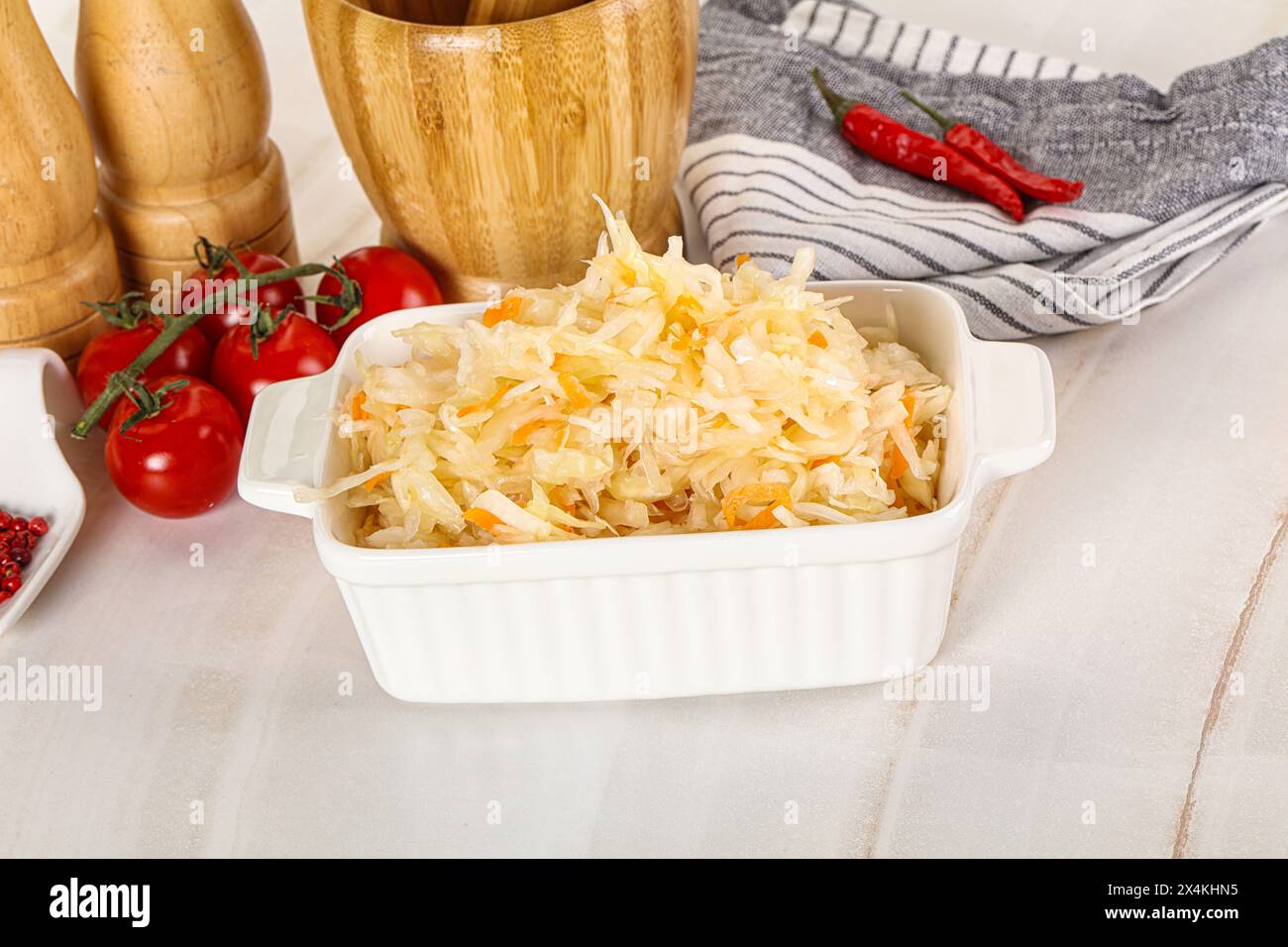 Homemade fermented cabbage with carrot Sauerkraut Stock Photo - Alamy