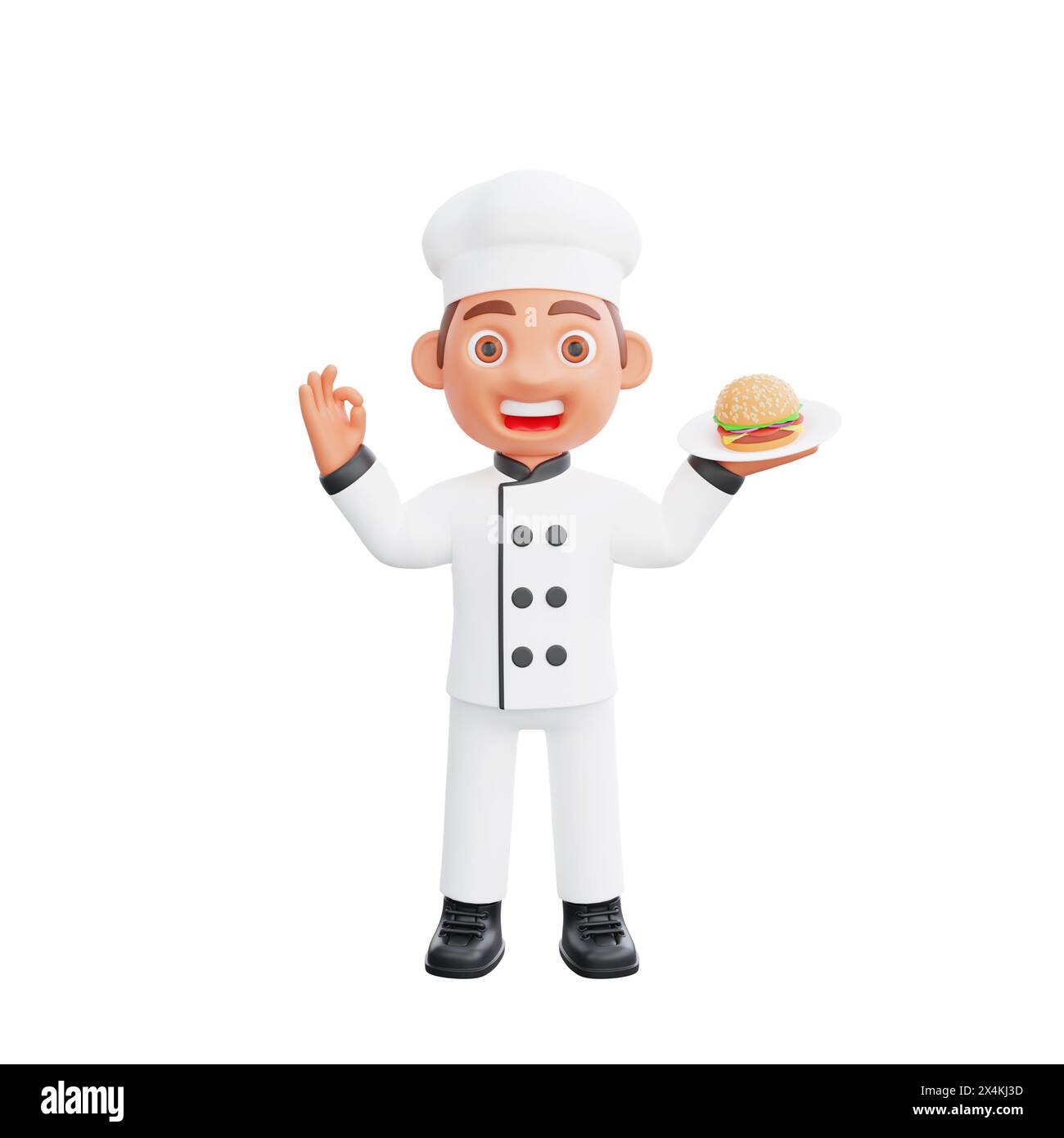3d illustration of a chef cartoon character design. The chef is ...