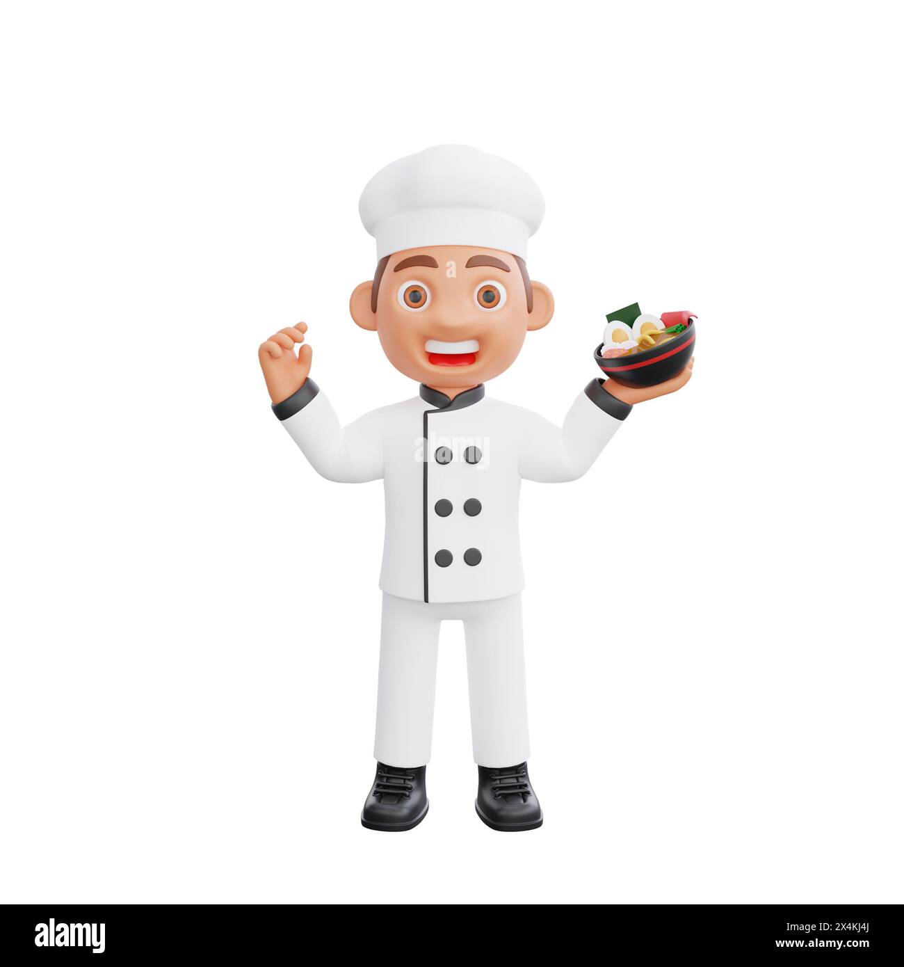 3d illustration of a chef cartoon character design. The chef is ...