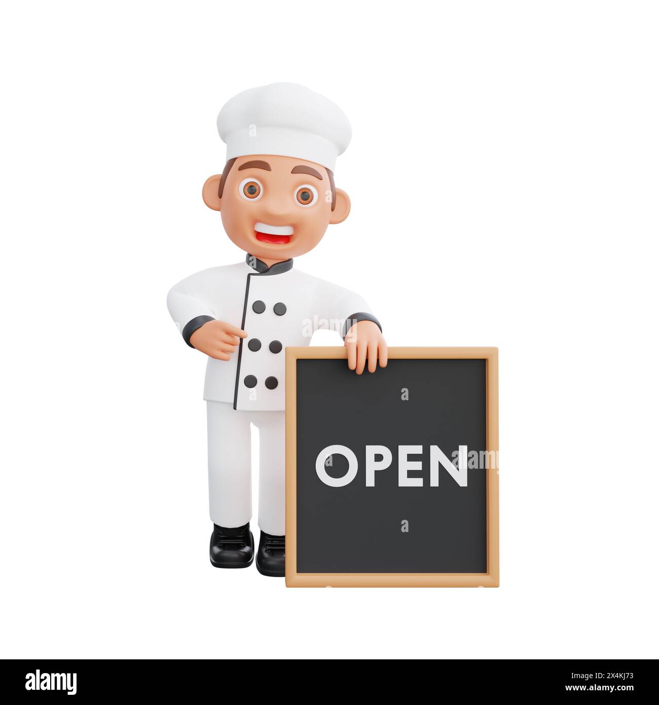 3d illustration of a chef cartoon character design. The chef is ...