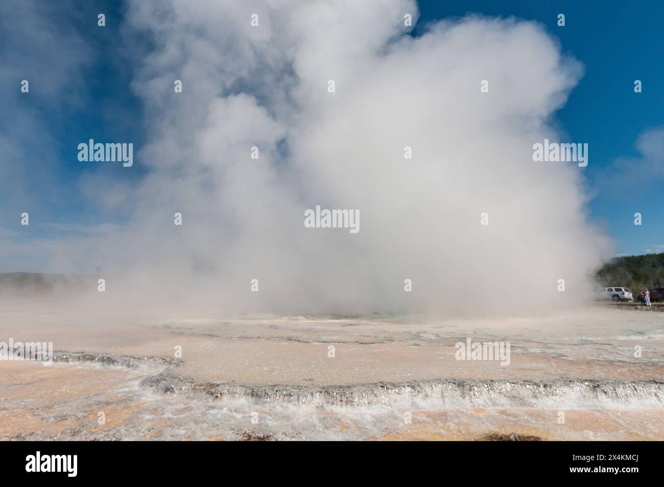Eruption of the Great Fountain Geyser in Yellowstone National park ...