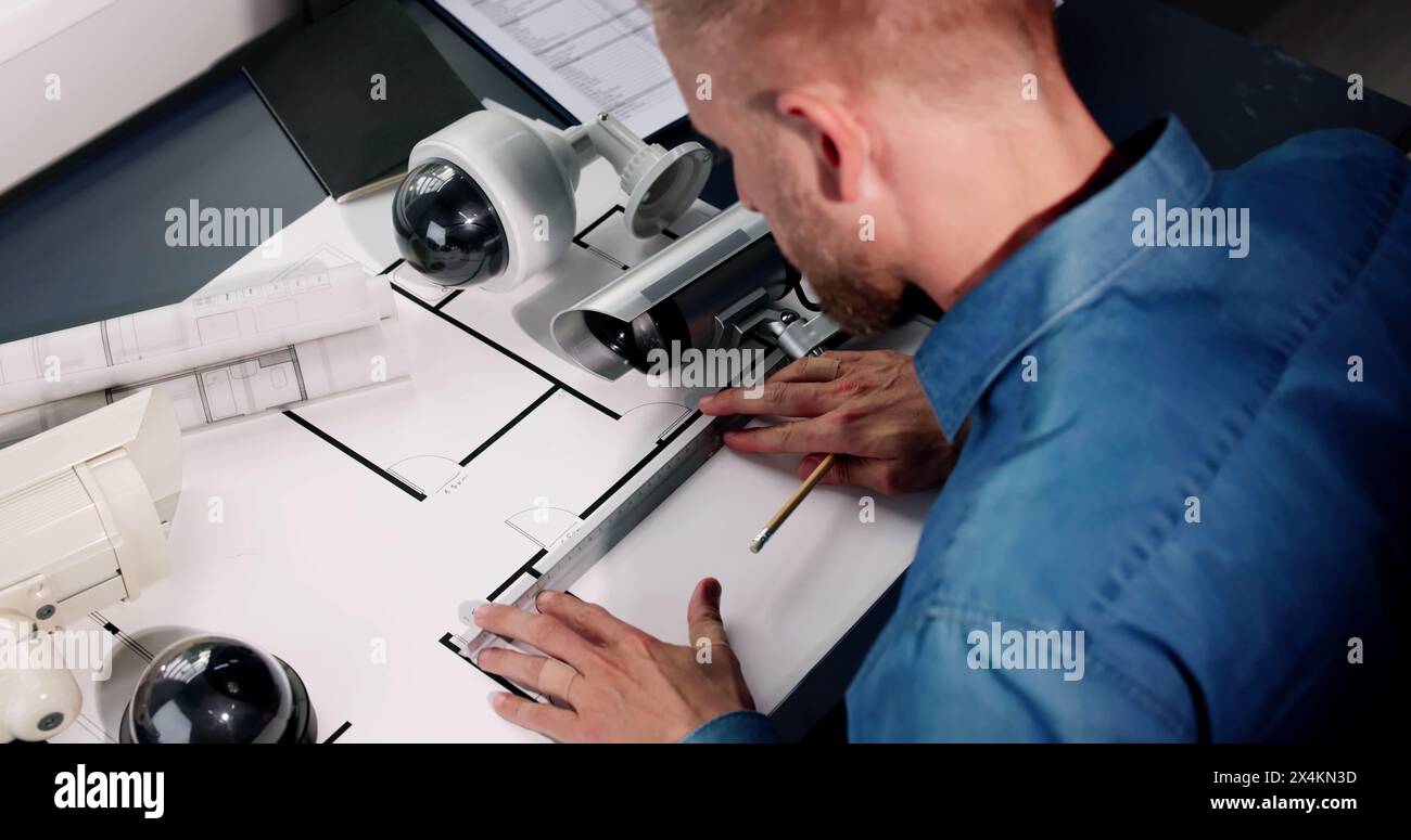 CCTV Security Alarm System Design. Camera Plan Stock Photo - Alamy