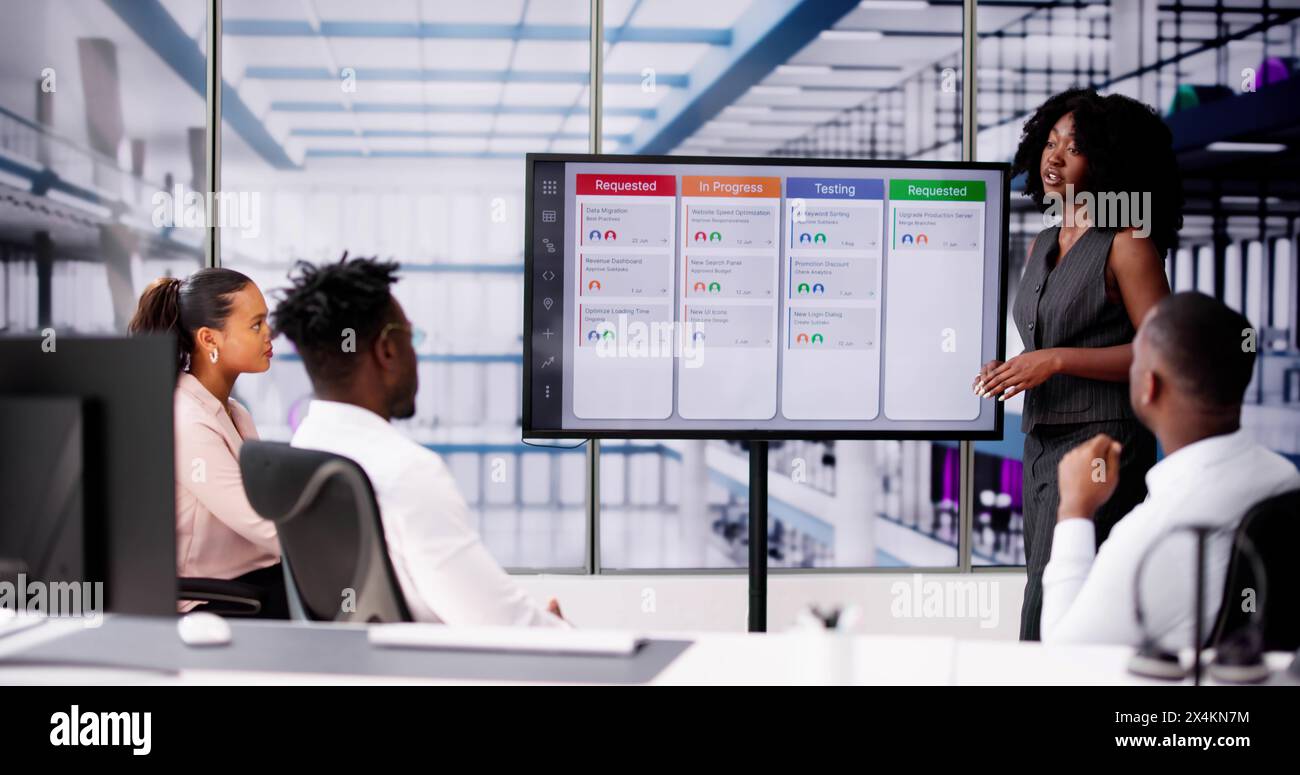 Corporate Training Presentation In Classroom With Computers Stock Photo ...