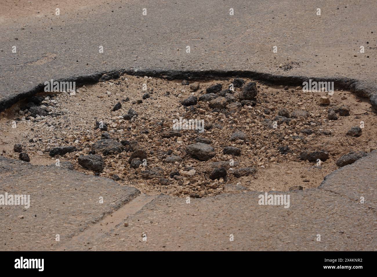 Large pothole in city street creates hazardous driving conditions for ...