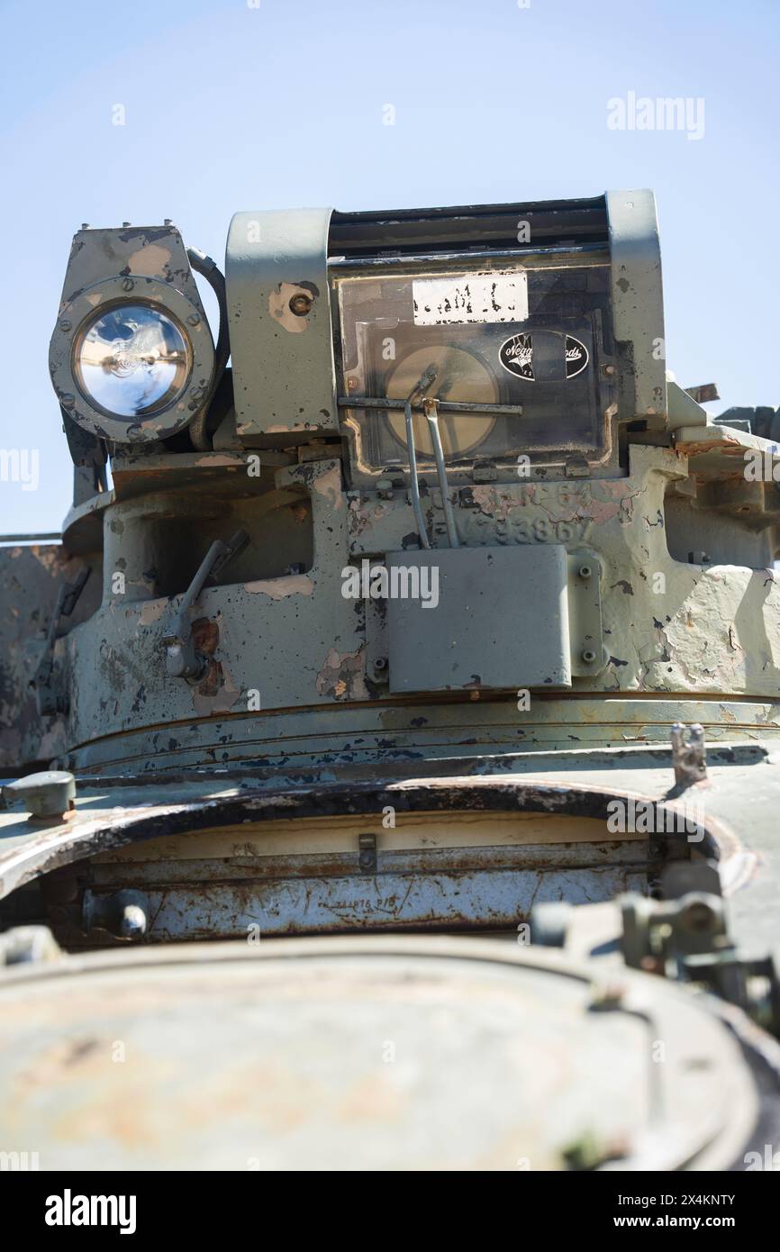 Turret on abandoned Armored Personel Carrier wreck in the desert Stock ...