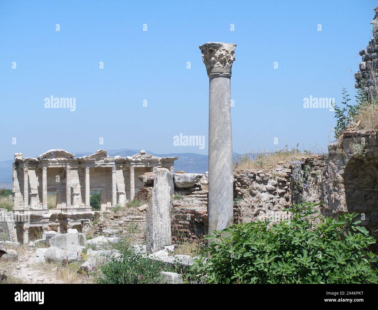 corinthian columns and the library of celsus on curetes street in the ...
