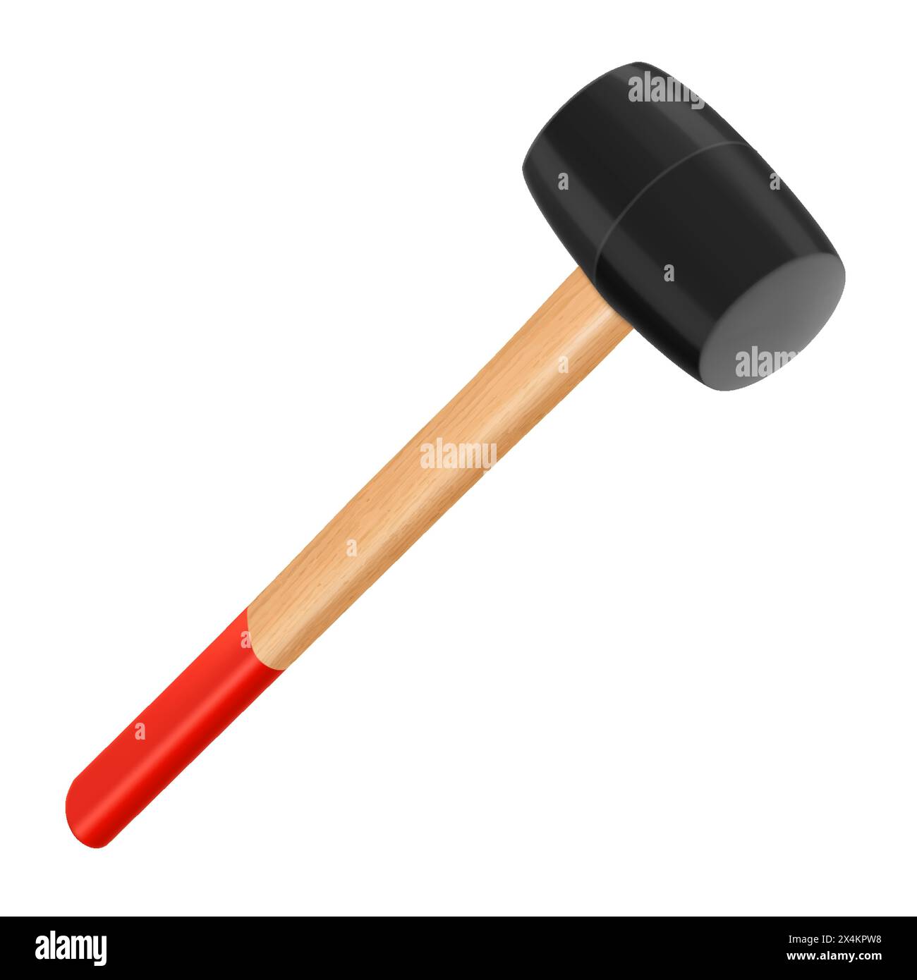Rubber mallet with wooden handle, isolated on white background. Tile ...
