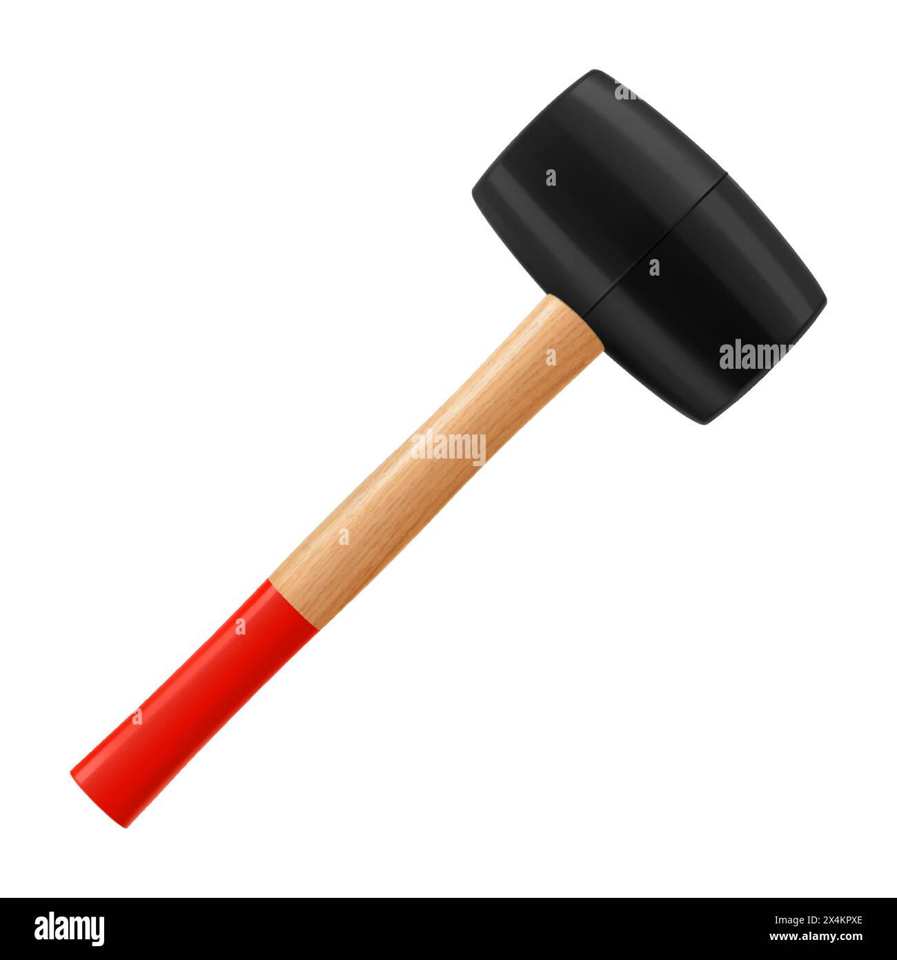 Rubber mallet with wooden handle, isolated on white background. Tile ...