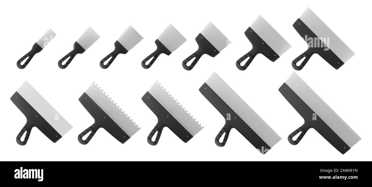 Set of Stainless Steel Putty Knife isolated on a white background ...