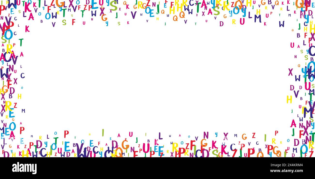 Scattered letters of latin alphabet. Colorful childish floating ...