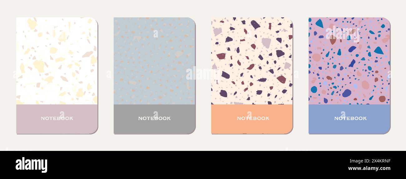 School notebook cover design. Terrazzo abstract background made of ...